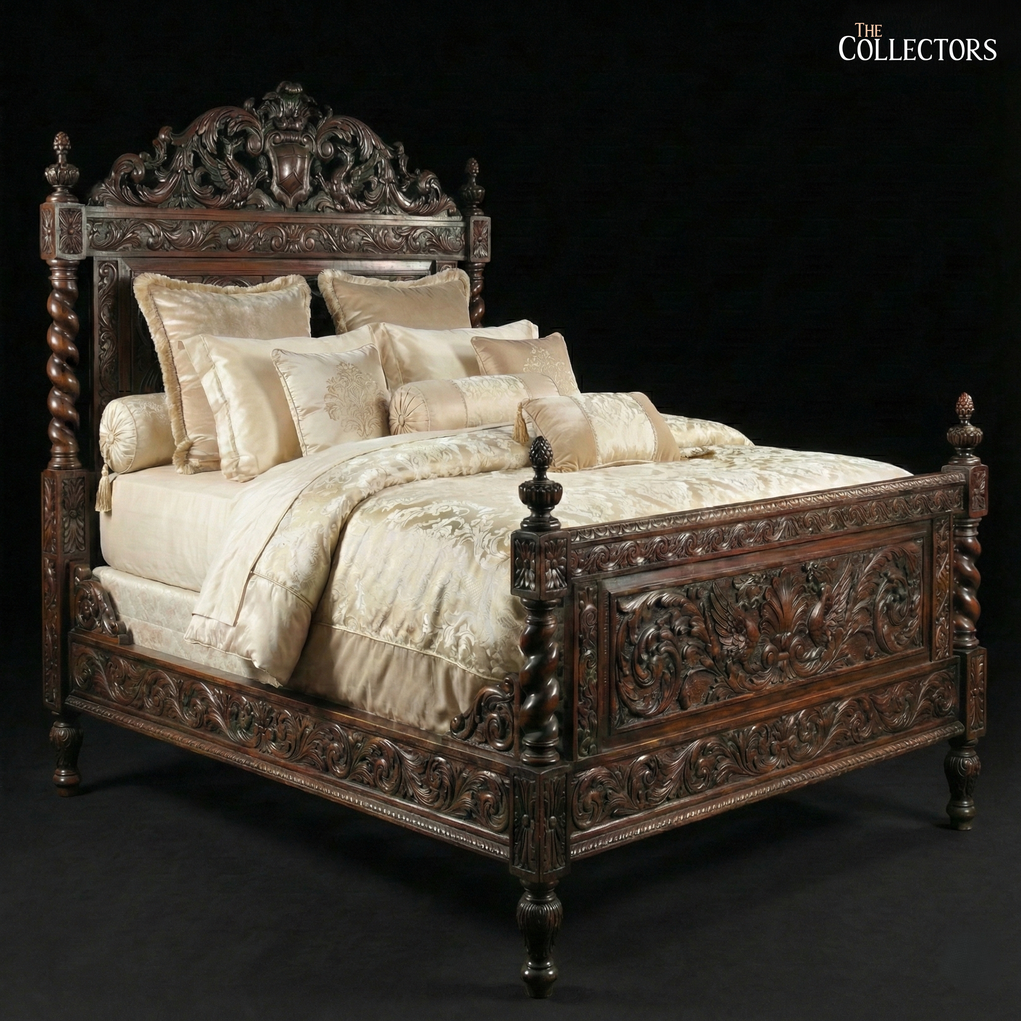 Shop The Imperial Crest Carved Teak Bed - Colonial Design - The Collectors